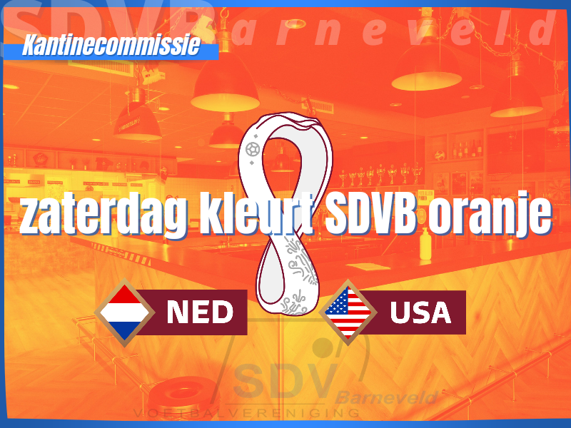 Zaterdag 3 december kleurt SDVB Oranje | SDV Barneveld