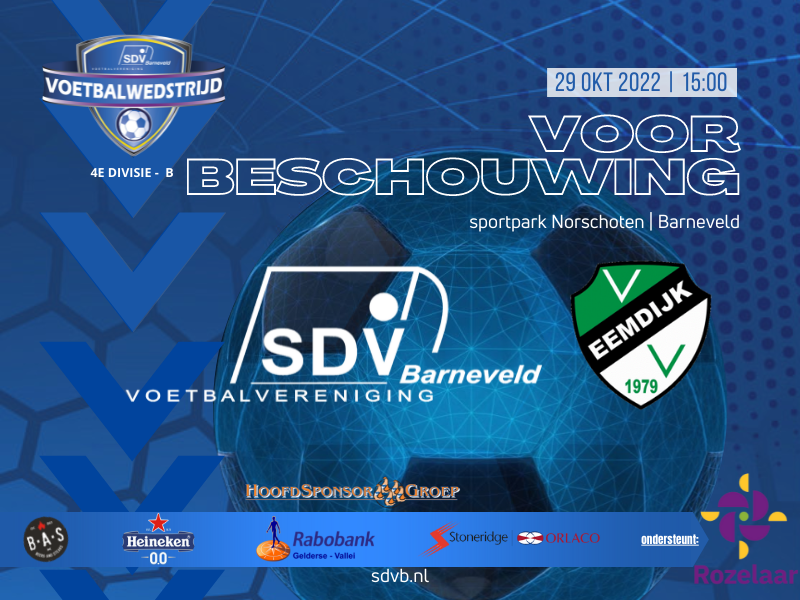 Voorbeschouwing: Eemdijk wordt een zware kluif voor SDVB. | SDV Barneveld