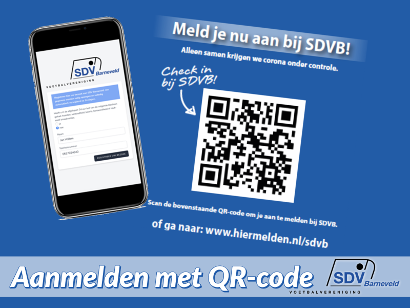 Bij SDVB digitaal aanmelden via QR-code. | SDV Barneveld