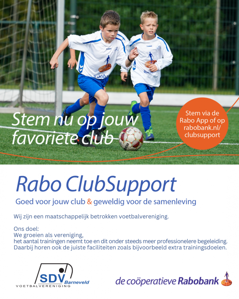 Wij doen weer mee! Rabo Club Support 2023 | SDV Barneveld