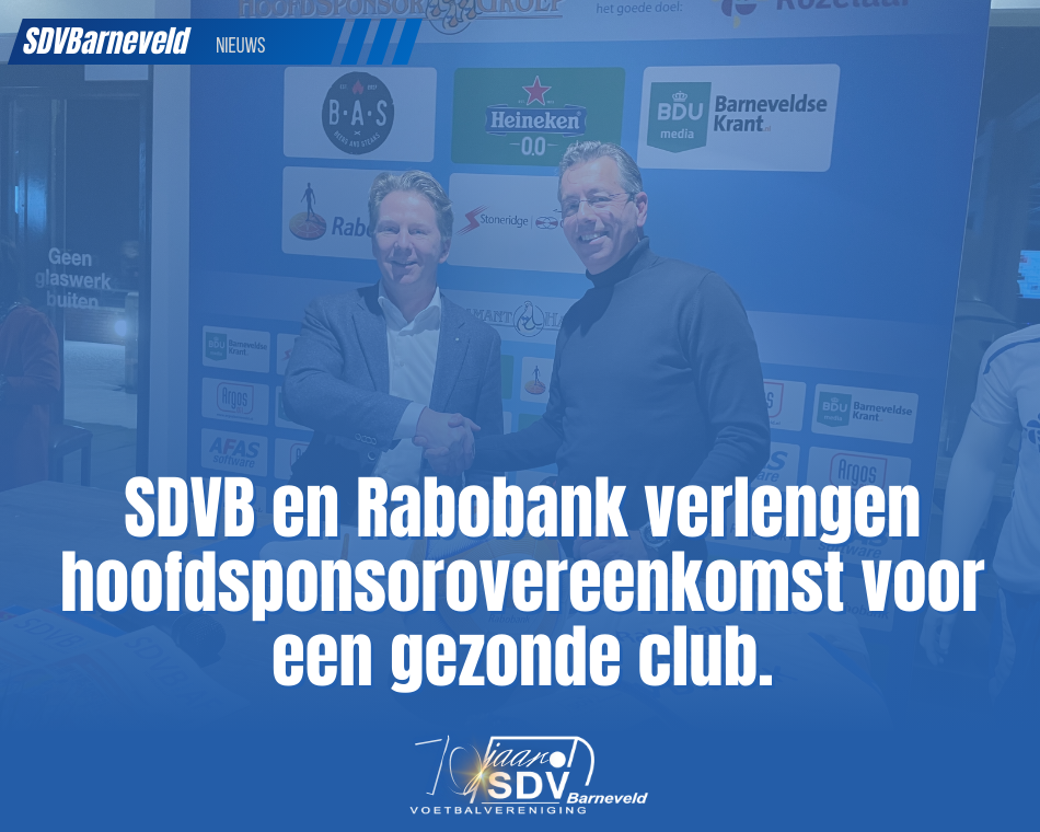 SDVB en Rabobank verlengen hoofdsponsorovereenkomst voor een gezonde ...