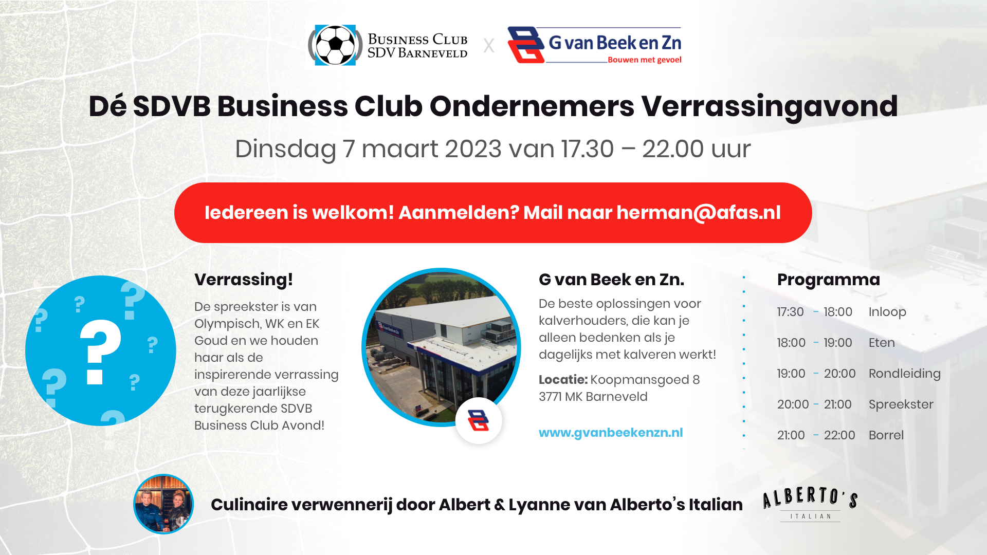 De SDVB Business Club ondernemers verrassingavond. | SDV Barneveld