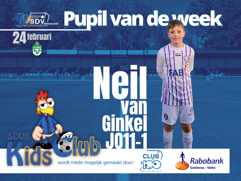 Neil van Ginkel is Kidsclub pupil van de week. | SDV Barneveld
