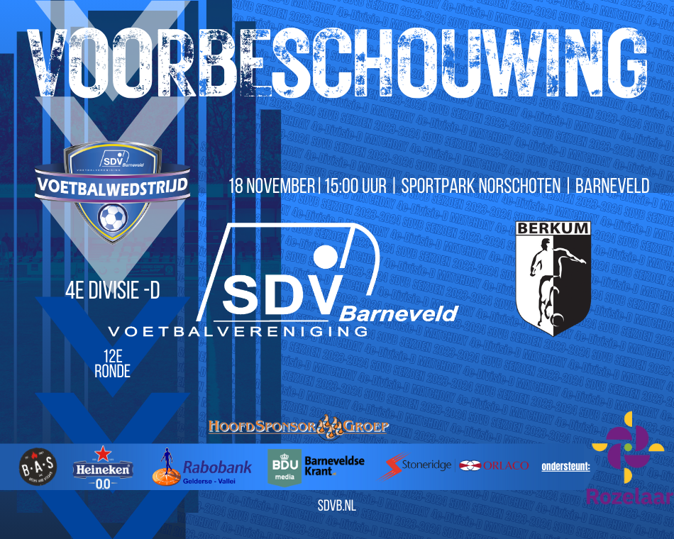 Voorbeschouwing: SDVB - Berkum | SDV Barneveld