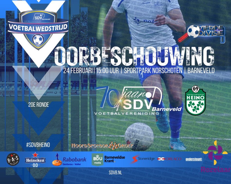 Voorbeschouwing 24 februari: SDV Barneveld - Heino. | SDV Barneveld