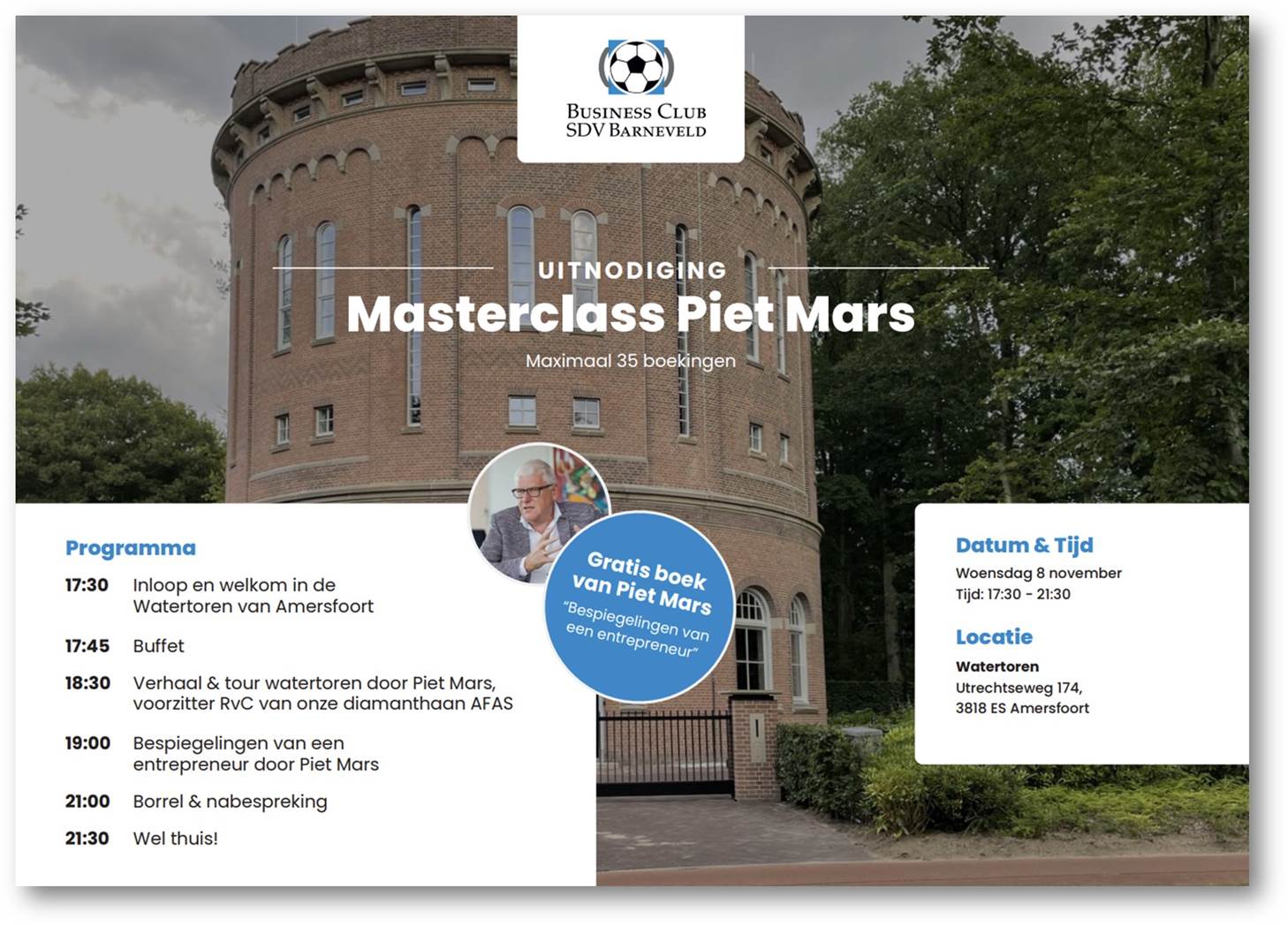 Uitnodiging SDVB BC Masterclass Piet Mars | SDV Barneveld
