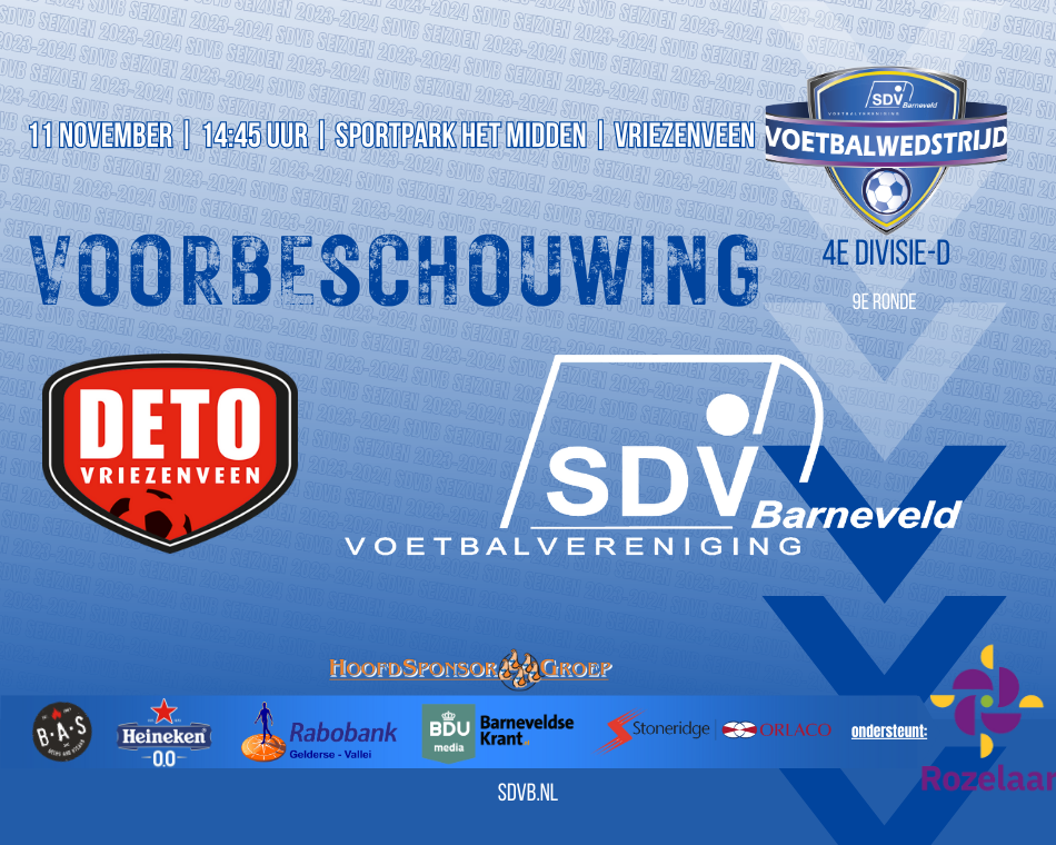 Voorbeschouwing: DETO- SDVBarneveld | SDV Barneveld